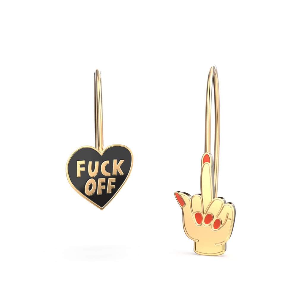 F*ck Off Heart & Middle Finger Drop Earrings - GiftsToMe